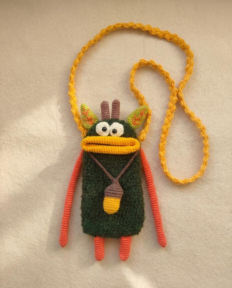 Crochet Monster Crossbody Bag, Character Purse, Handmade Kawaii Mini ...