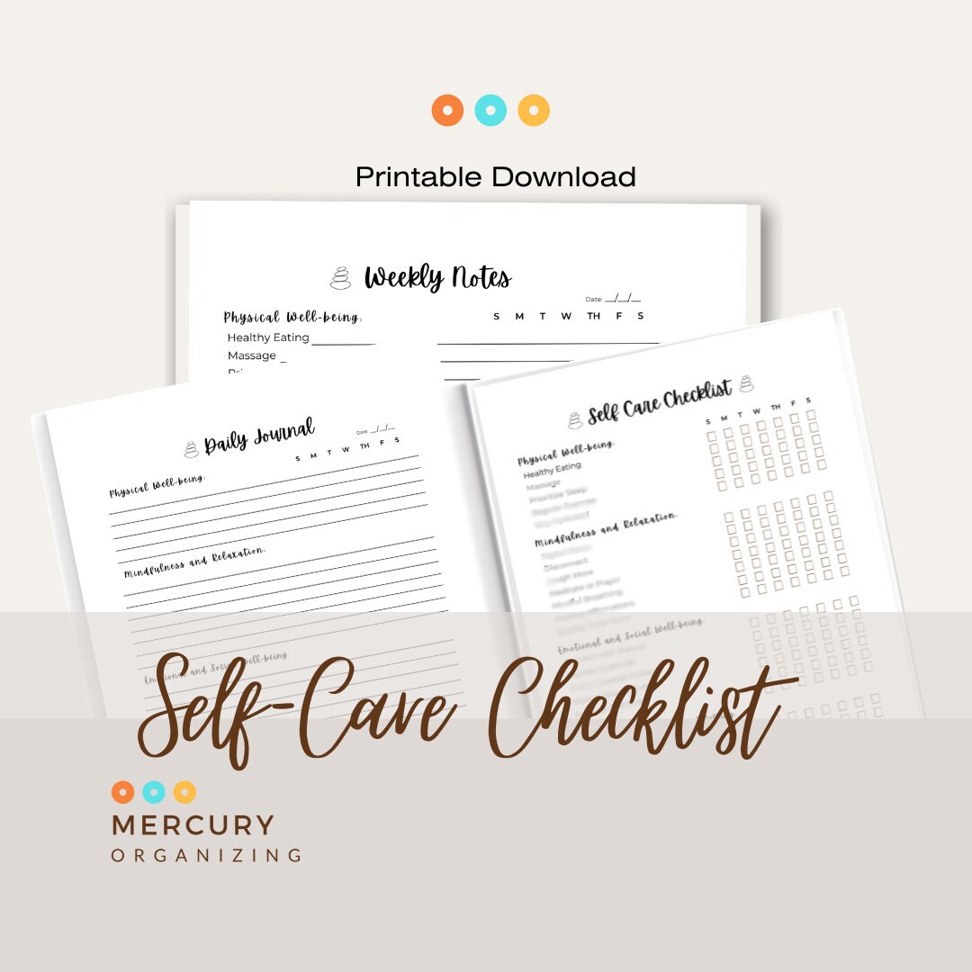 Self-care Guide Checklist Weekly and Daily Journal Printable Download ...