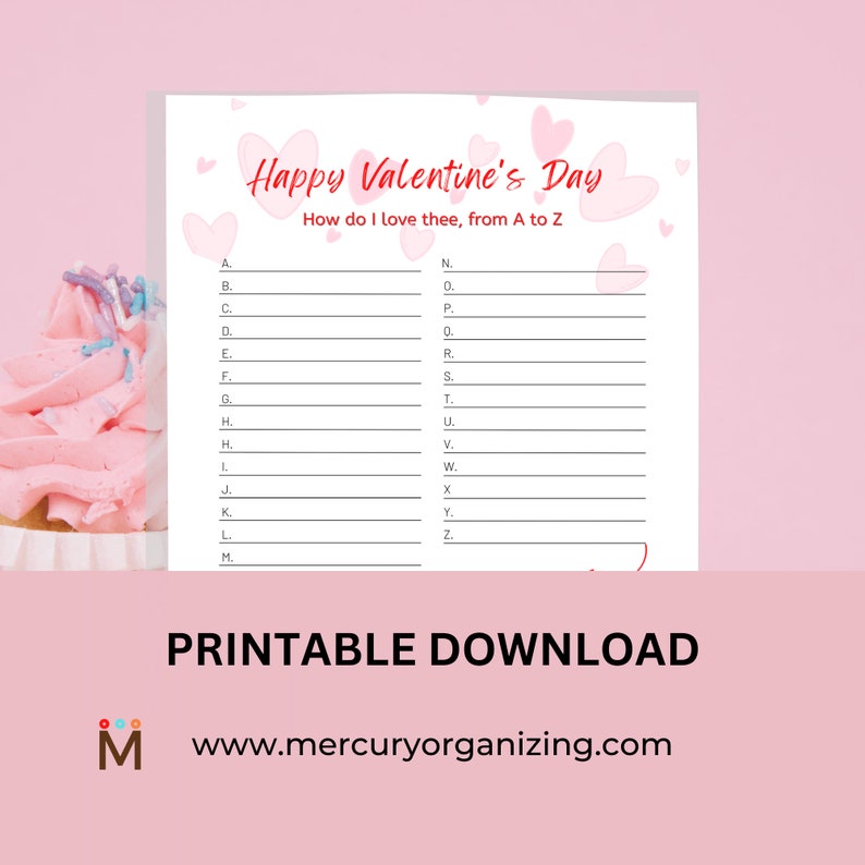 Customize Your Romance Valentine's Day Love Notes Checklist A to Z ...