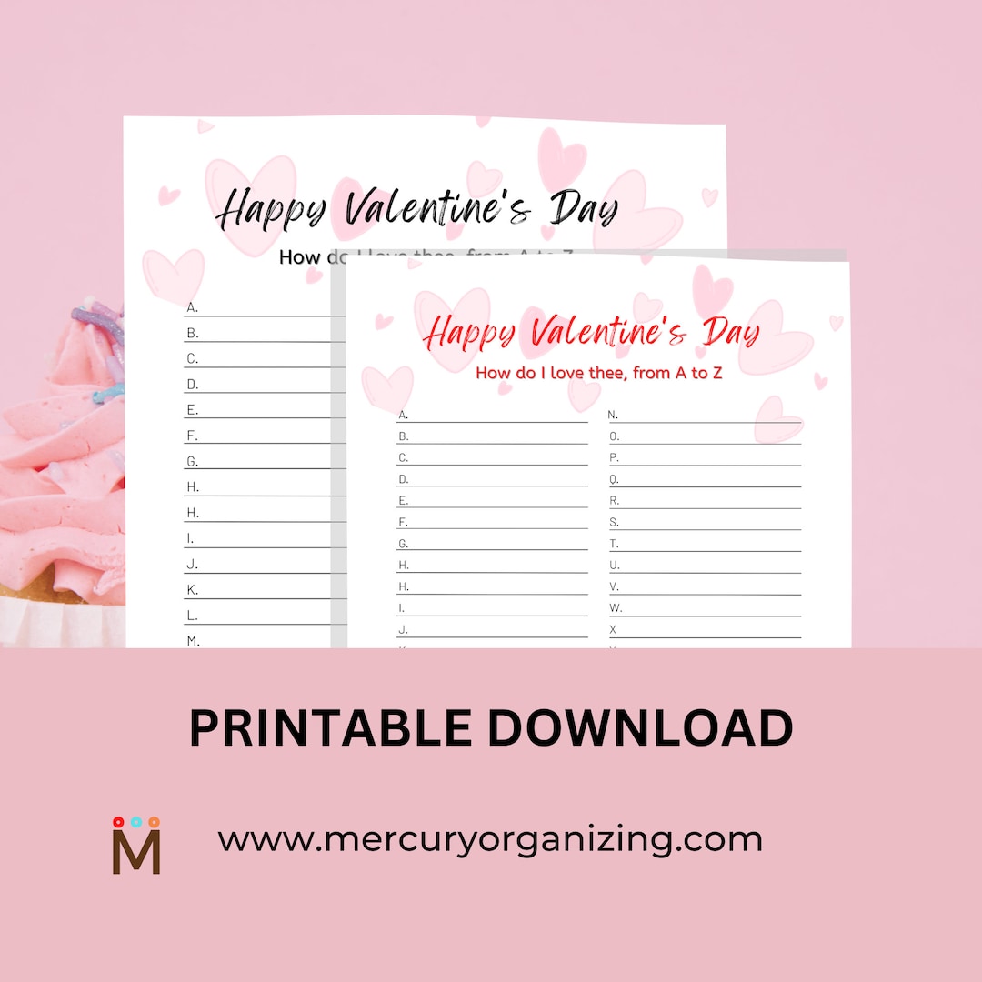 Customize Your Romance Valentine's Day Love Notes Checklist A to Z ...