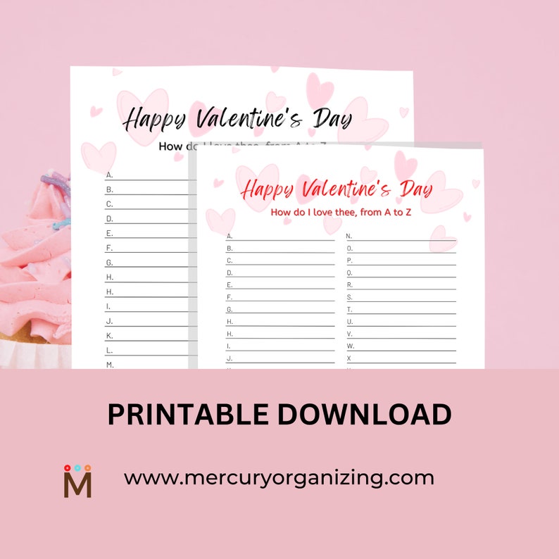 Customize Your Romance Valentine's Day Love Notes Checklist A to Z ...