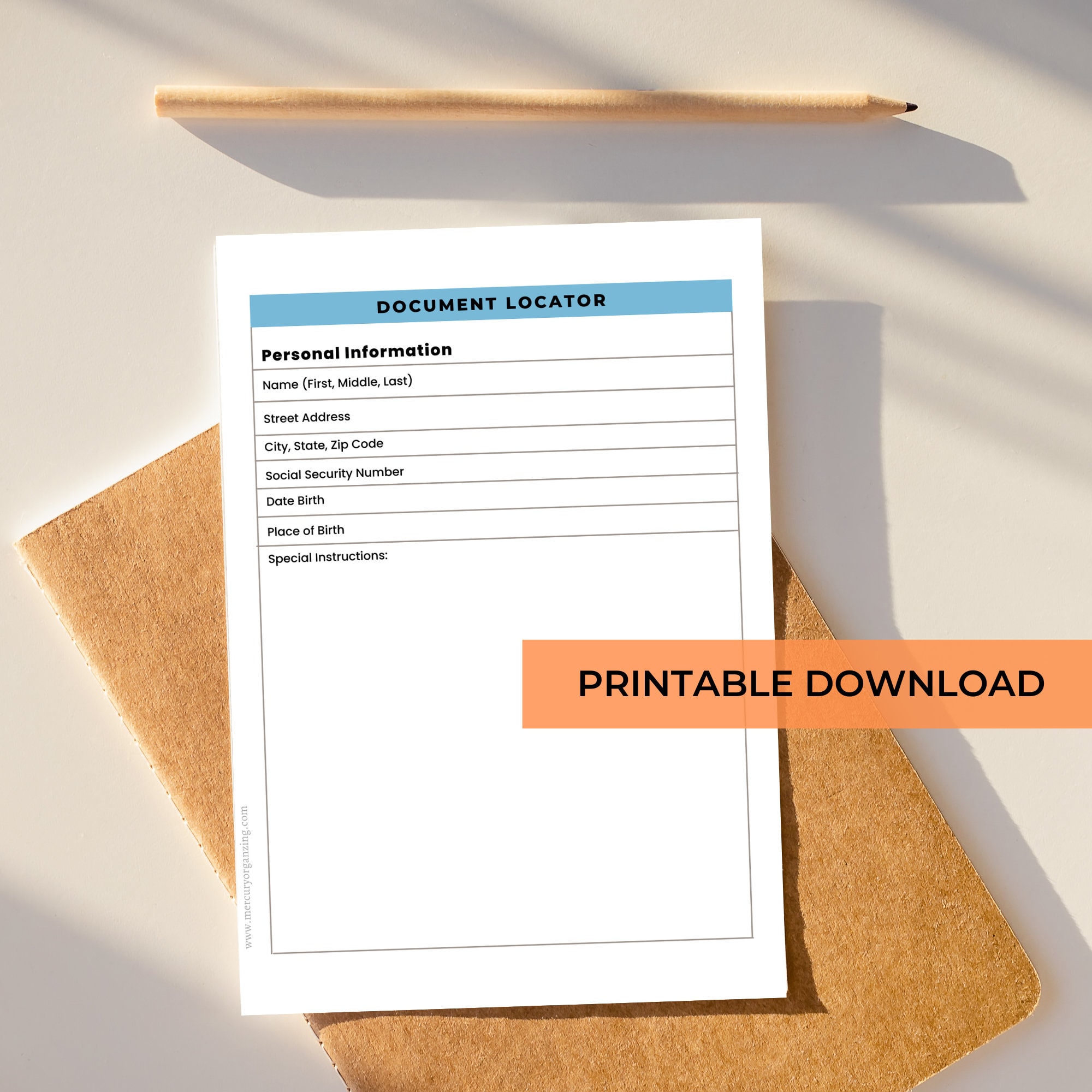 Document Locator Tracking Checklist; 5 Sheets / Printable Download ...