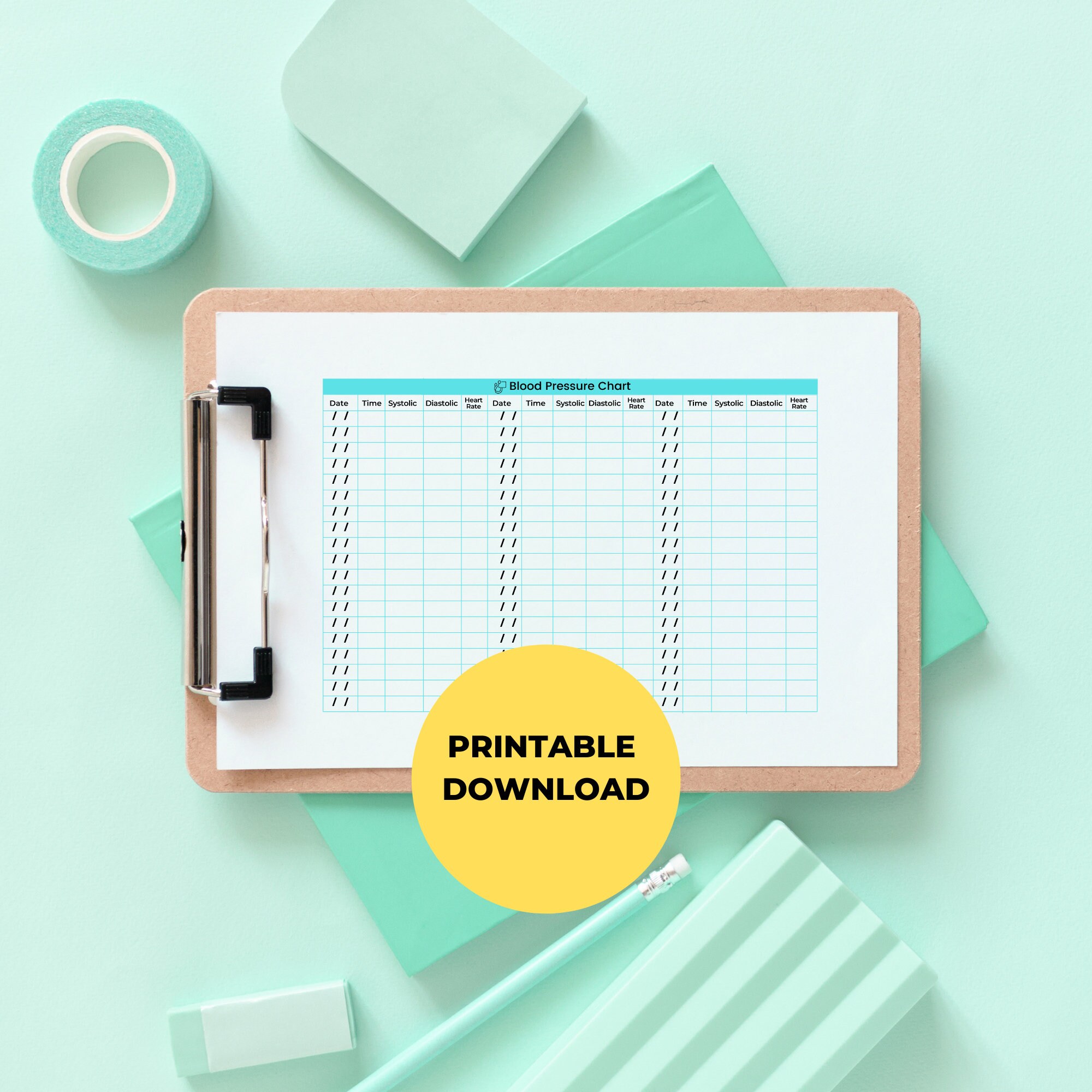 Blood Pressure Chart | Health Tracking Chart | Checklist | Daily ...