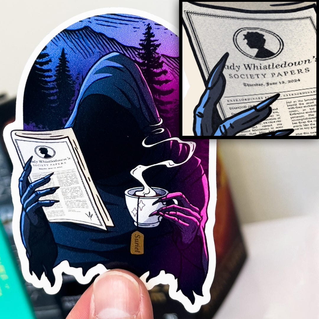 Suriel Reading Lady Whistledown Sticker, ACOTAR, Suriel Tea - Etsy