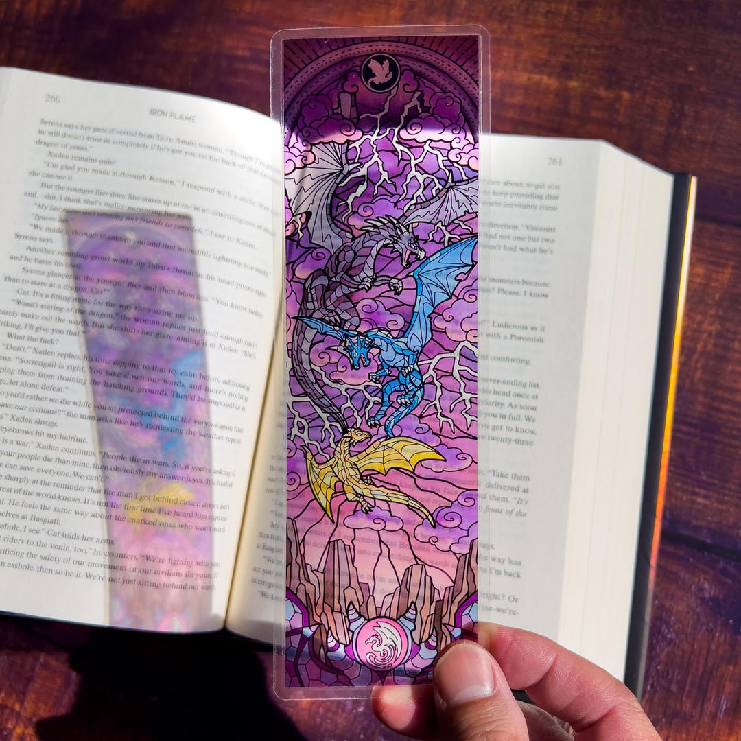 Dragons Stained Glass Bookmarks (fourth Wing Transparent Bookmark, Stained Glass Art, Book Lover ...