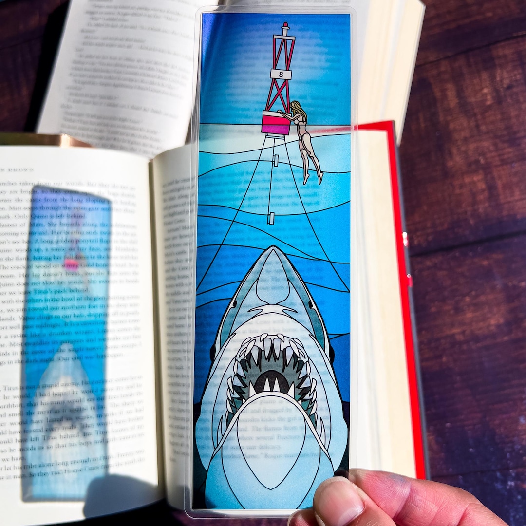 Jaws Stained Glass Bookmarks (shark Transparent Bookmark, Stained Glass ...