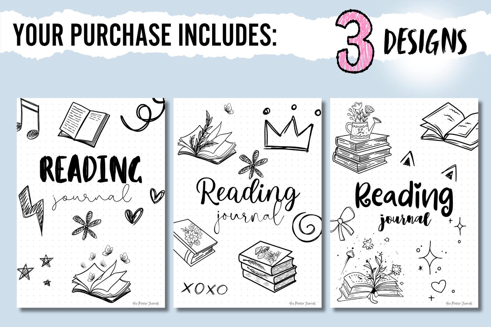 Reading Journal Cover Page, Reading Tracker, PRINTABLE Journal Page ...