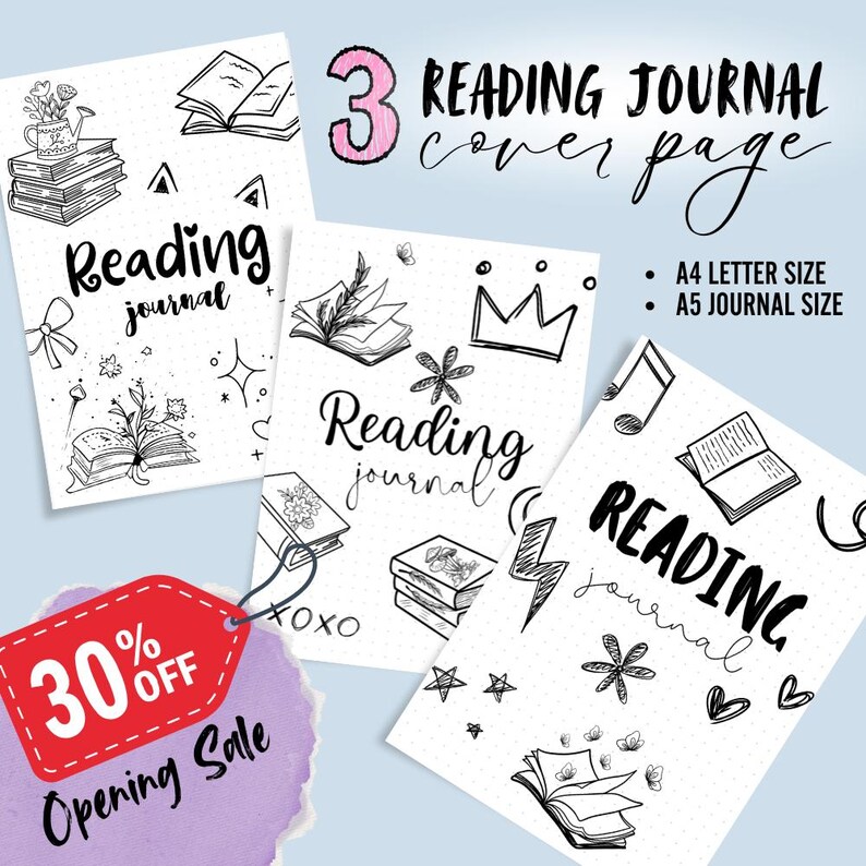 Reading Journal Cover Page, Reading Tracker, PRINTABLE Journal Page ...