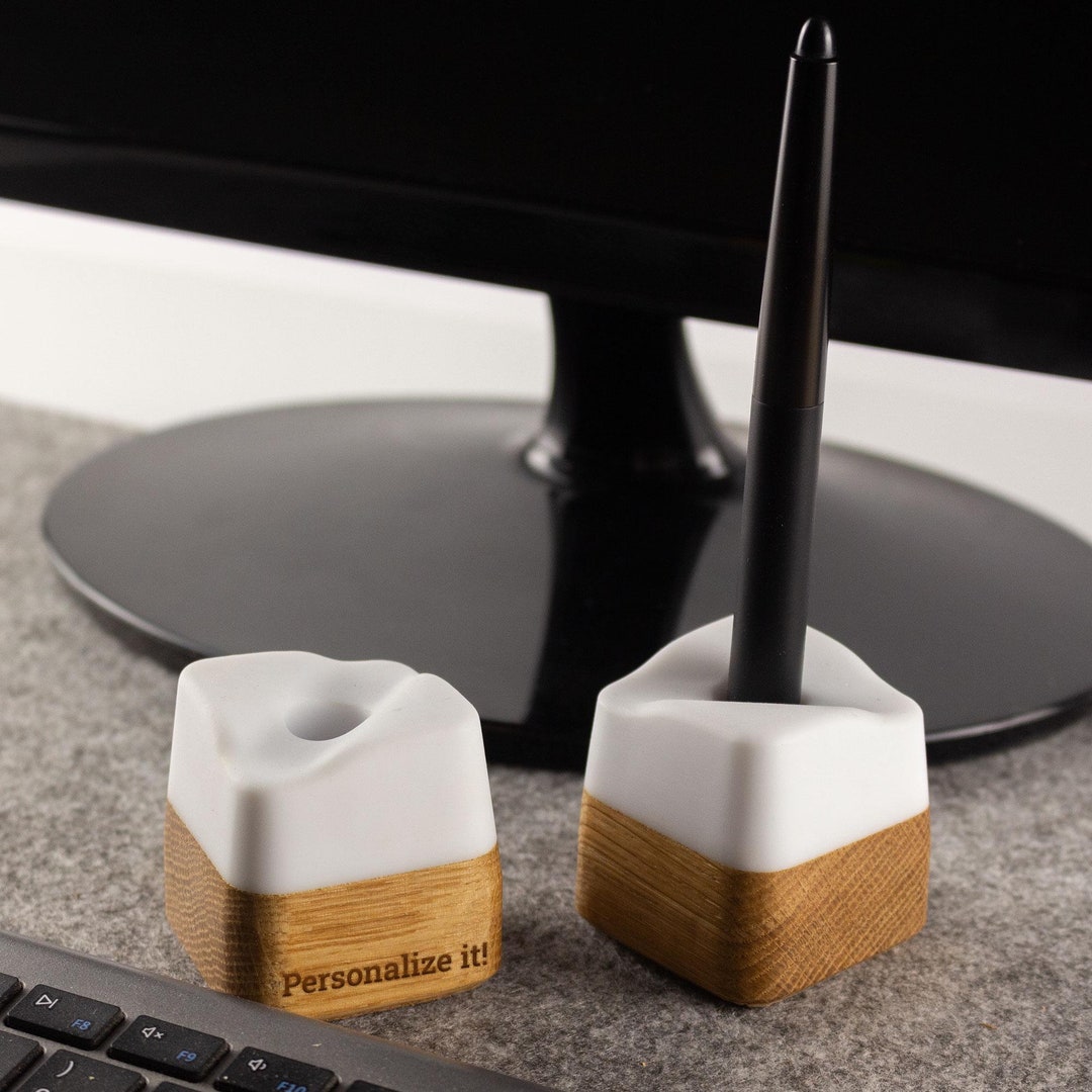 3D Printed Wood Pen Stand, Oak and Resin Pen Holder, Custom, CNC Milled ...