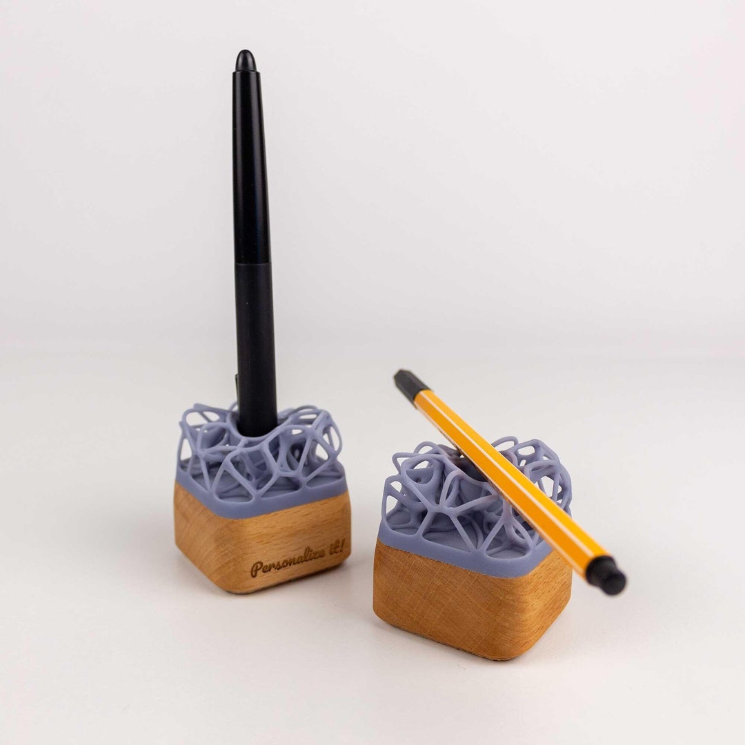3d Printed Pen Stand and Wood, Wood and Resin Pen Holder, Custom, Cnc ...