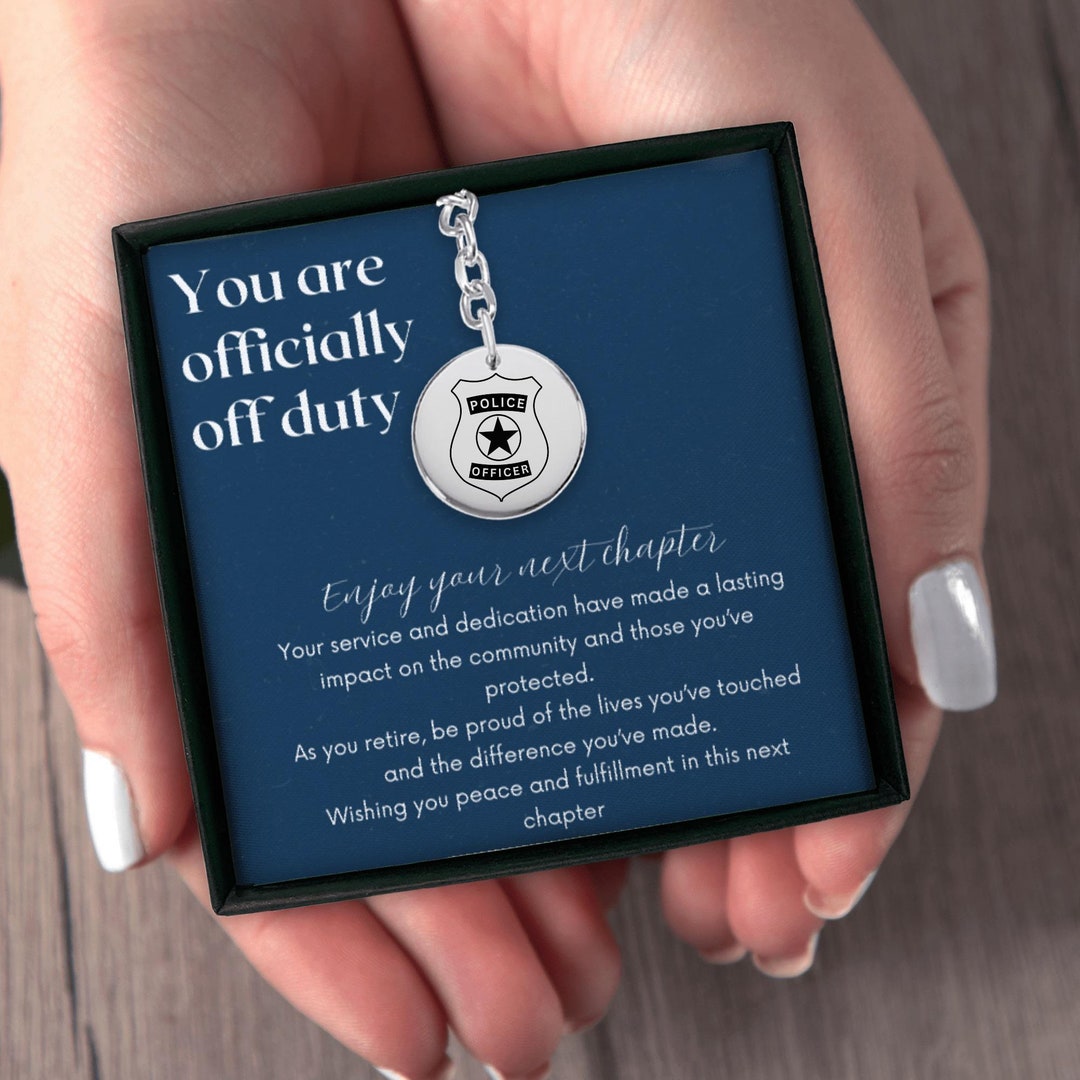 Police Officer Retirement Gift Pendant Keychain - Stainless Steel Charm ...