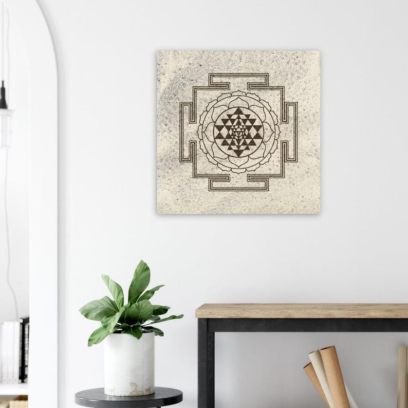 Sri Yantra Poster - Hematite Watercolor Sacred Geometry Art Print ...