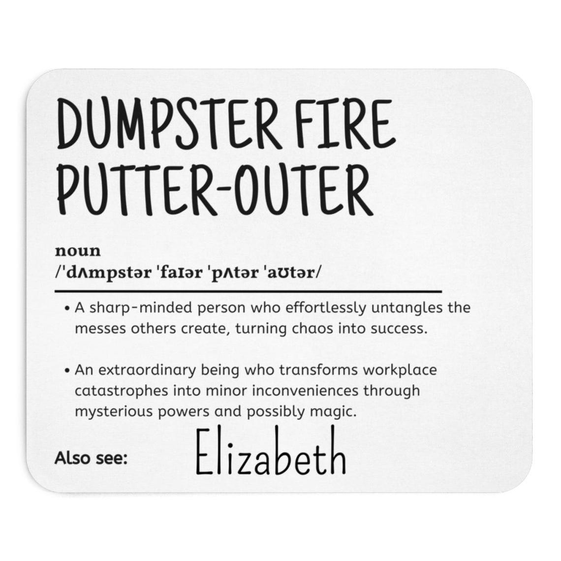 Personalized Dumpster Fire Putter-outer Funny Mouse Pad for Problem ...