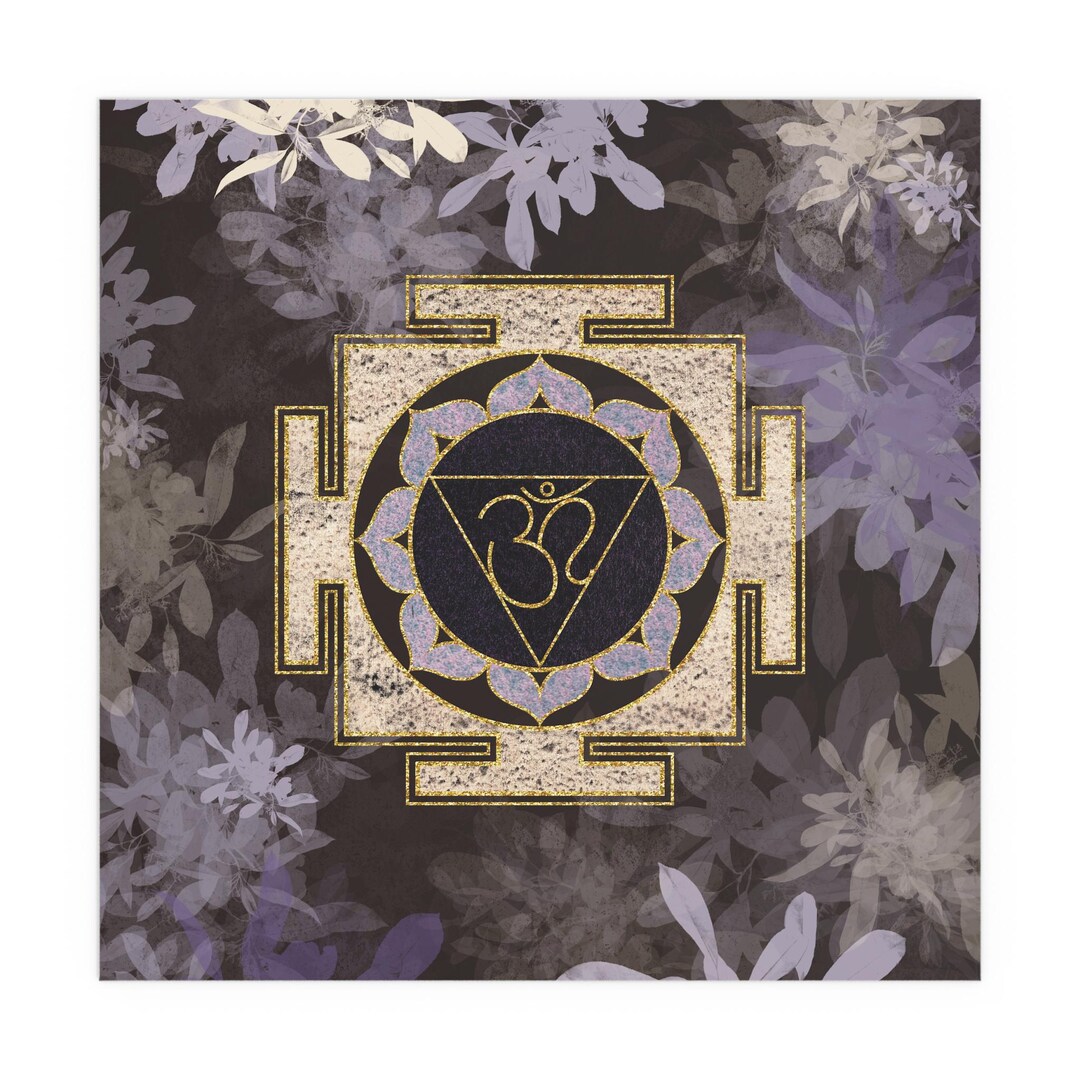 Silk Poster, Om Aum Symbol Sacred Geometry Mineral Watercolor Yoga ...