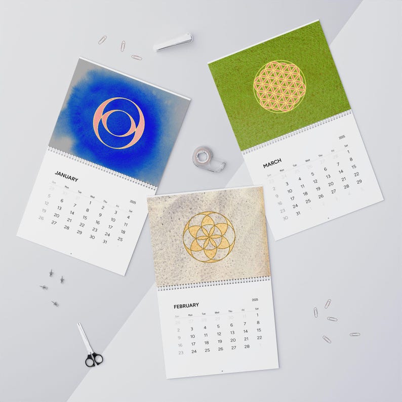 Sacred Geometry Wall Calendar 2025, Mineral Watercolor Design, Home ...
