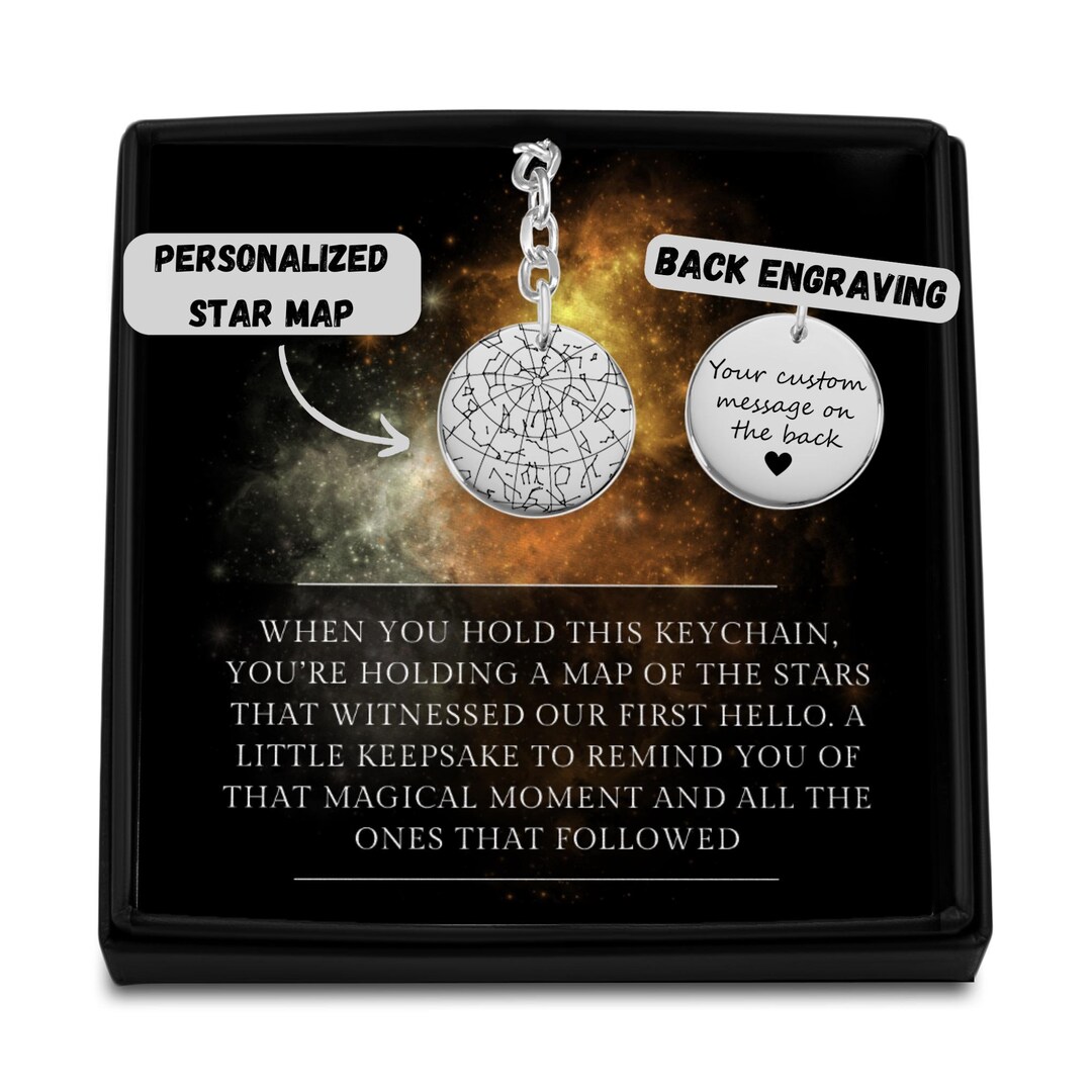 Personalized Star Map Keychain by Date, Custom Constellation Map Love ...