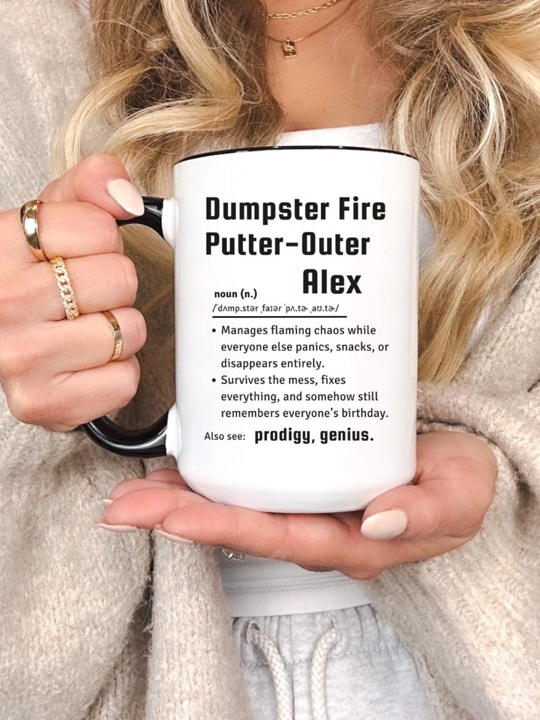 Funny Dumpster Fire Putter Outer Coffee Mug, Personalized Office Gift, Problem Solver, Humorous ...