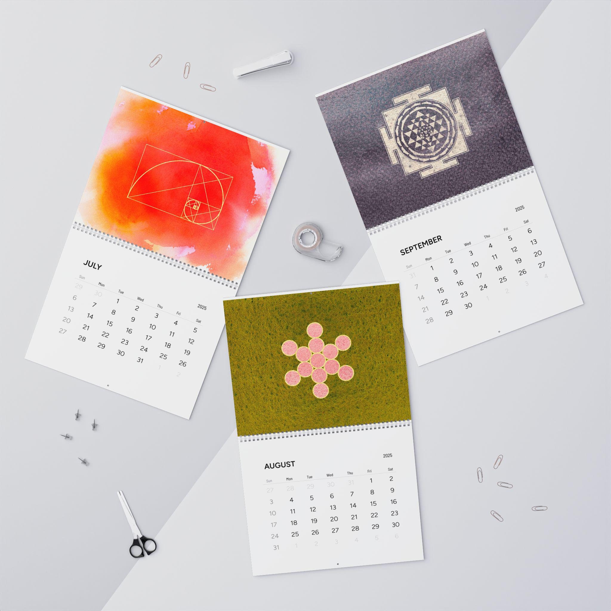 Sacred Geometry Wall Calendar 2025, Mineral Watercolor Design, Home ...