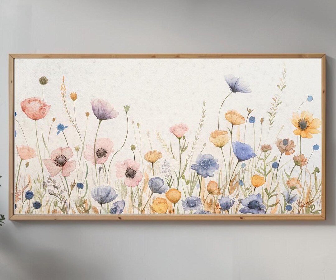 Wildflower Field Frame TV Art Warm Neutral Colors Samsung Digital ...