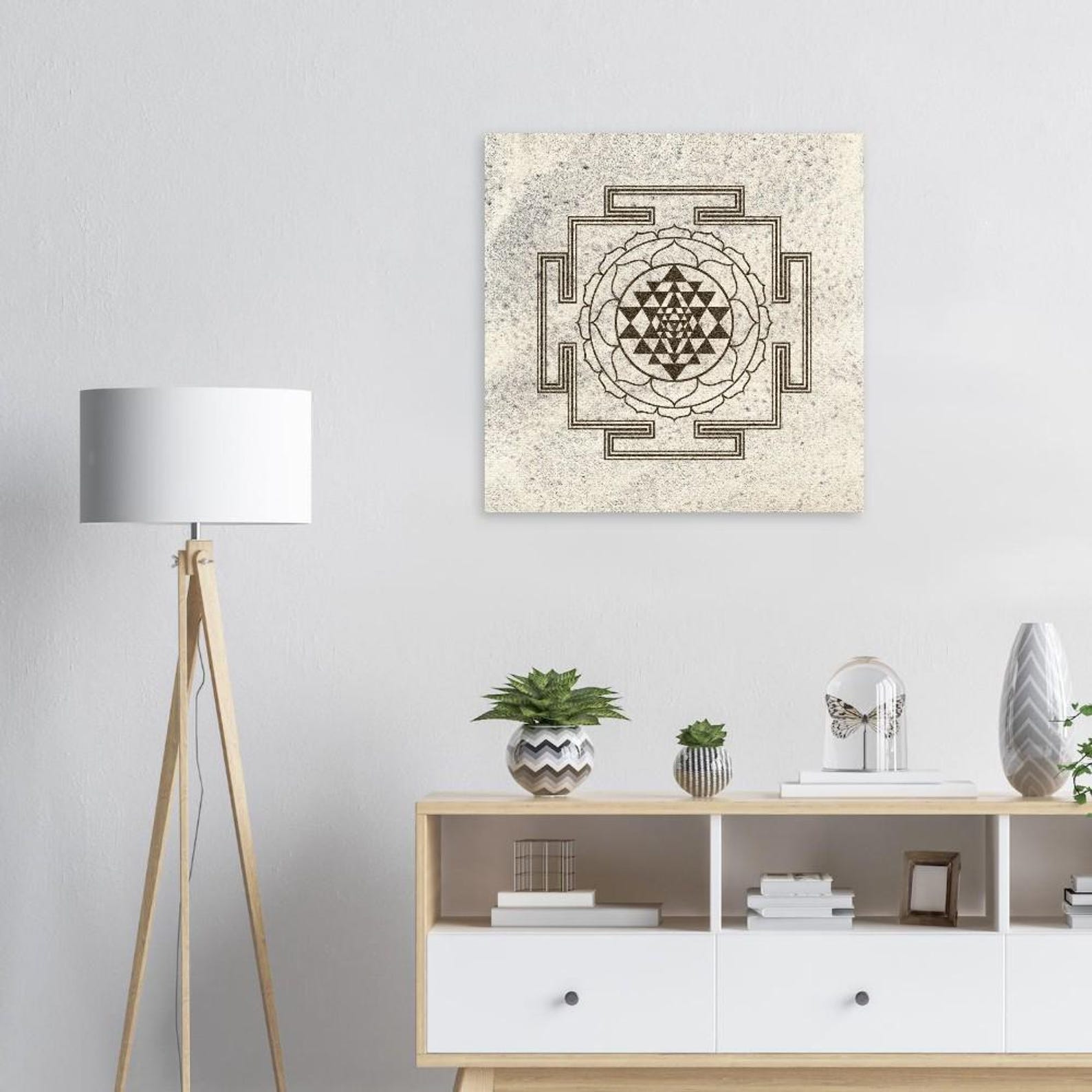 Sri Yantra Poster on Hematite Watercolor Background | Sacred Geometry ...