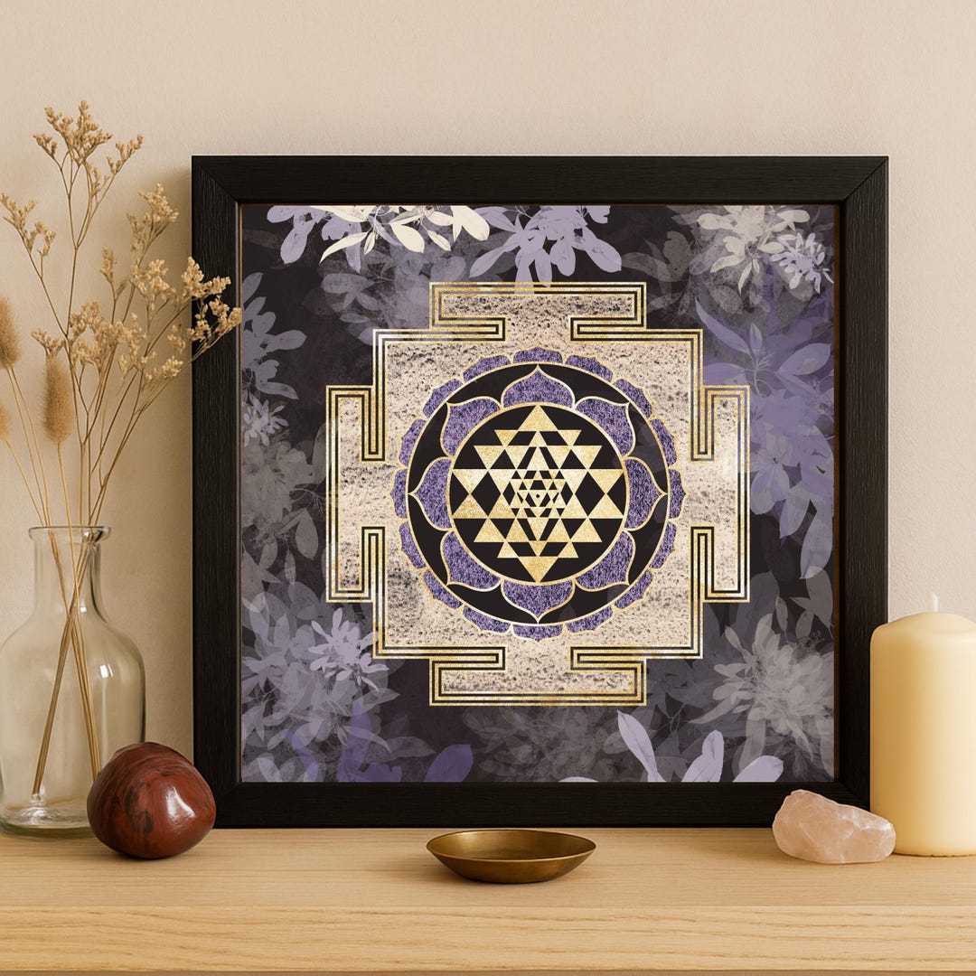 Framed Shri Yantra, Mandala Art Print, Canvas Artwork for Home Decor ...
