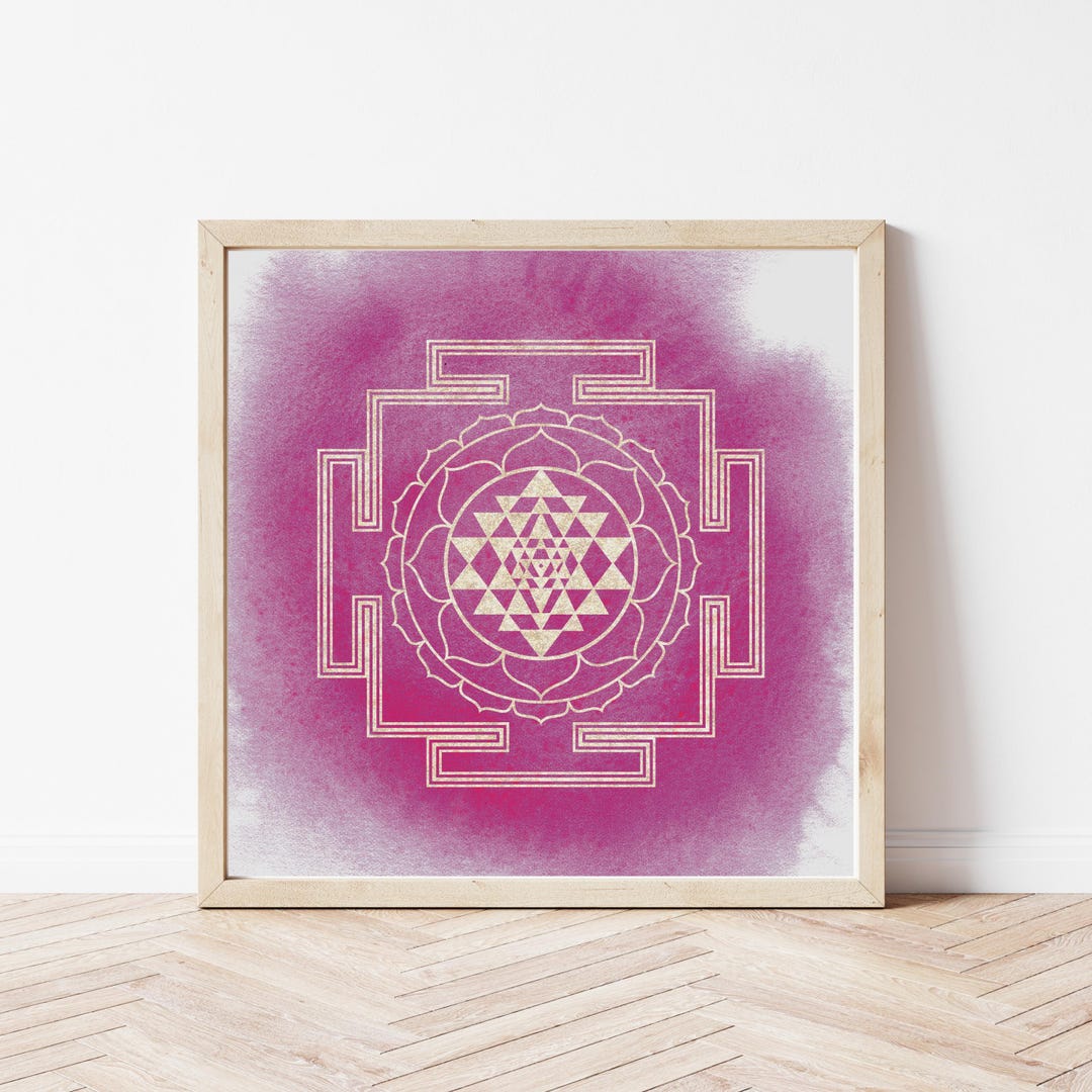 Sri Yantra Poster - Pink Watercolor Sacred Geometry Art Print, Museum ...