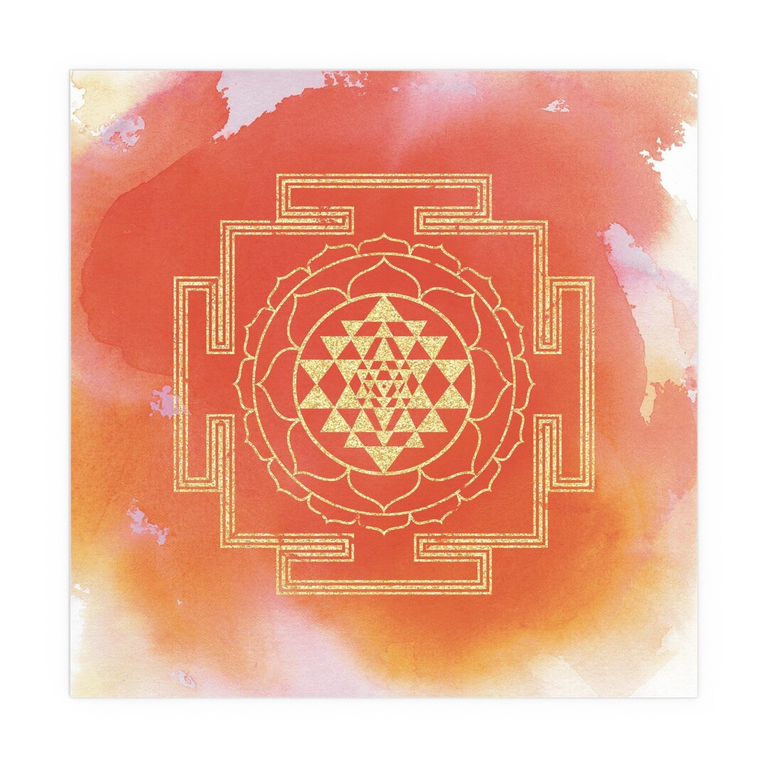 Silk Poster, Sri Yantra on Watercolor Background, Wall Art Decor ...