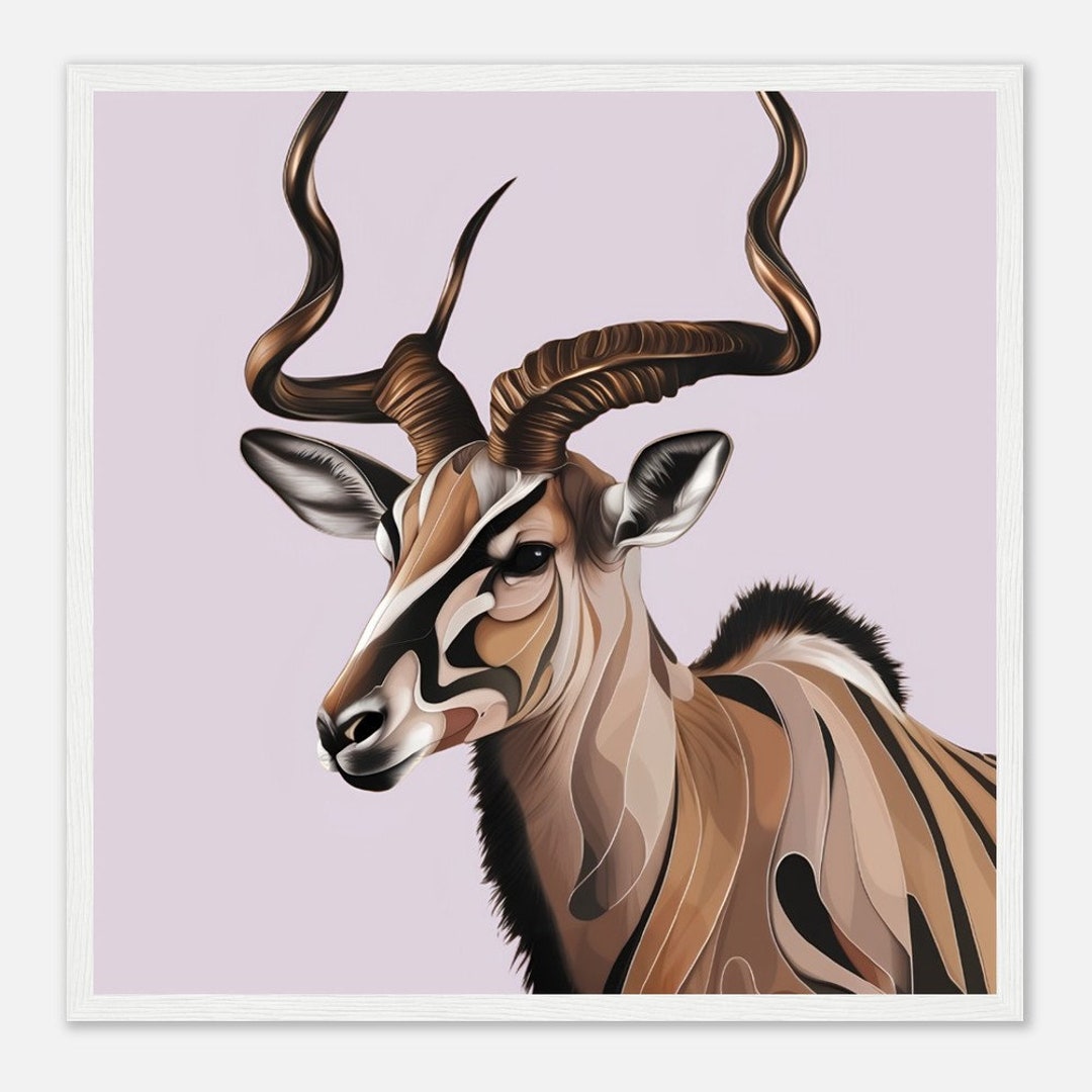 Premium - Coloured Kudu Head Wooden Framed Poster - Etsy