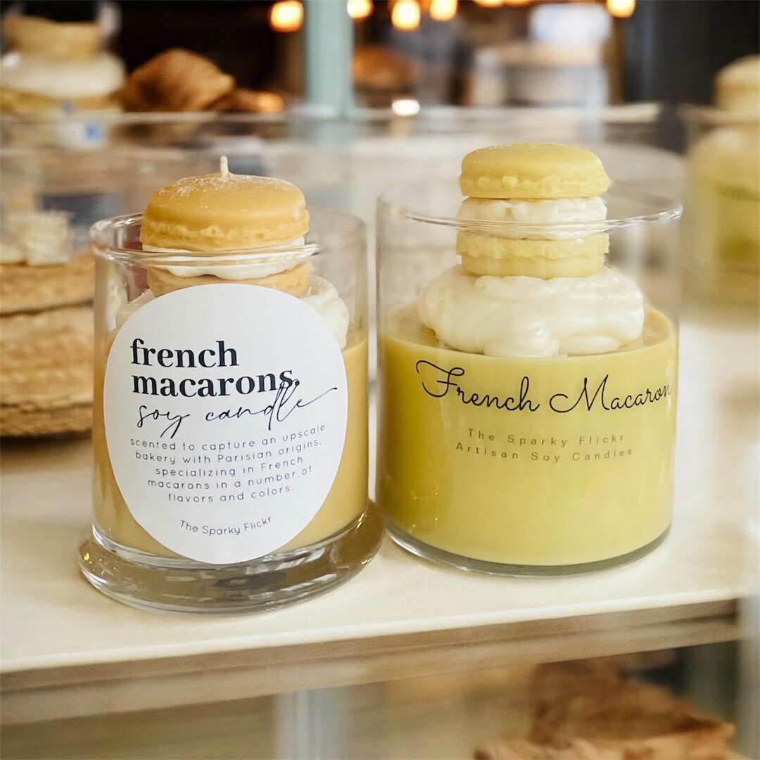 French Macaron Luxury Candle, French Bakery Dessert, Scented Almond ...