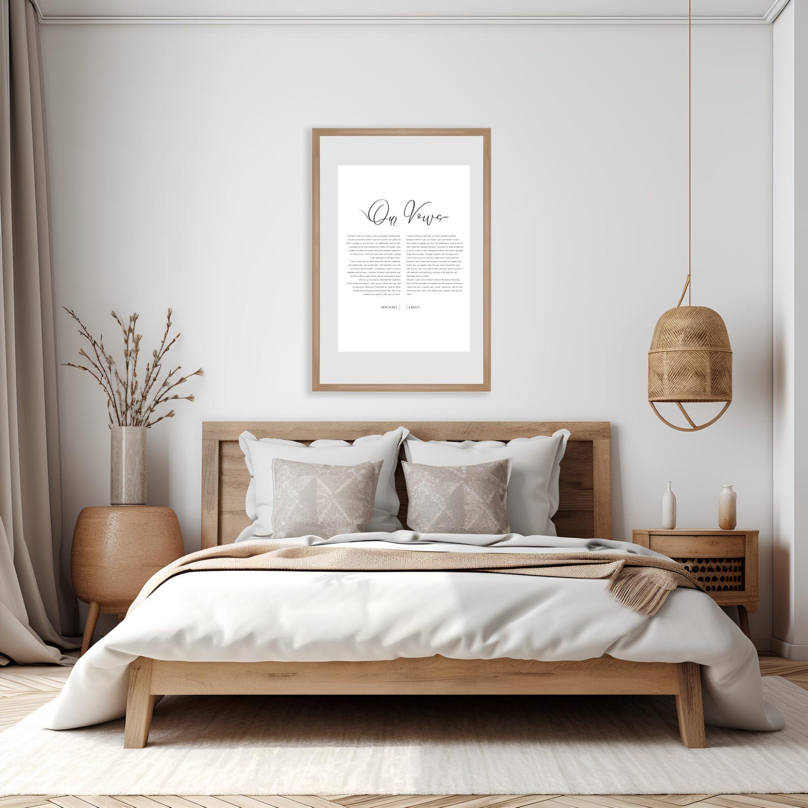 Gift for Her Keepsake Wedding Vows Wall Art Frame Anniversary Our Vows ...