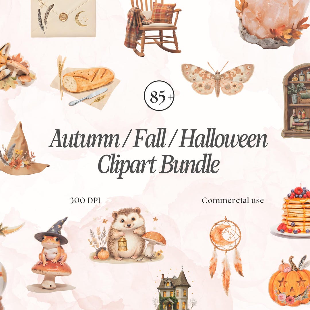 Autumn Fall Halloween Clipart Png Bundle With Commercial Use - Etsy