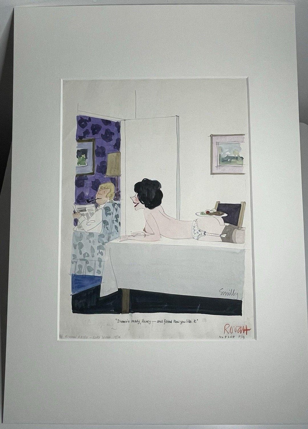 Mounted Vintage Playboy Illustration Adult Humourplayboy Original ...