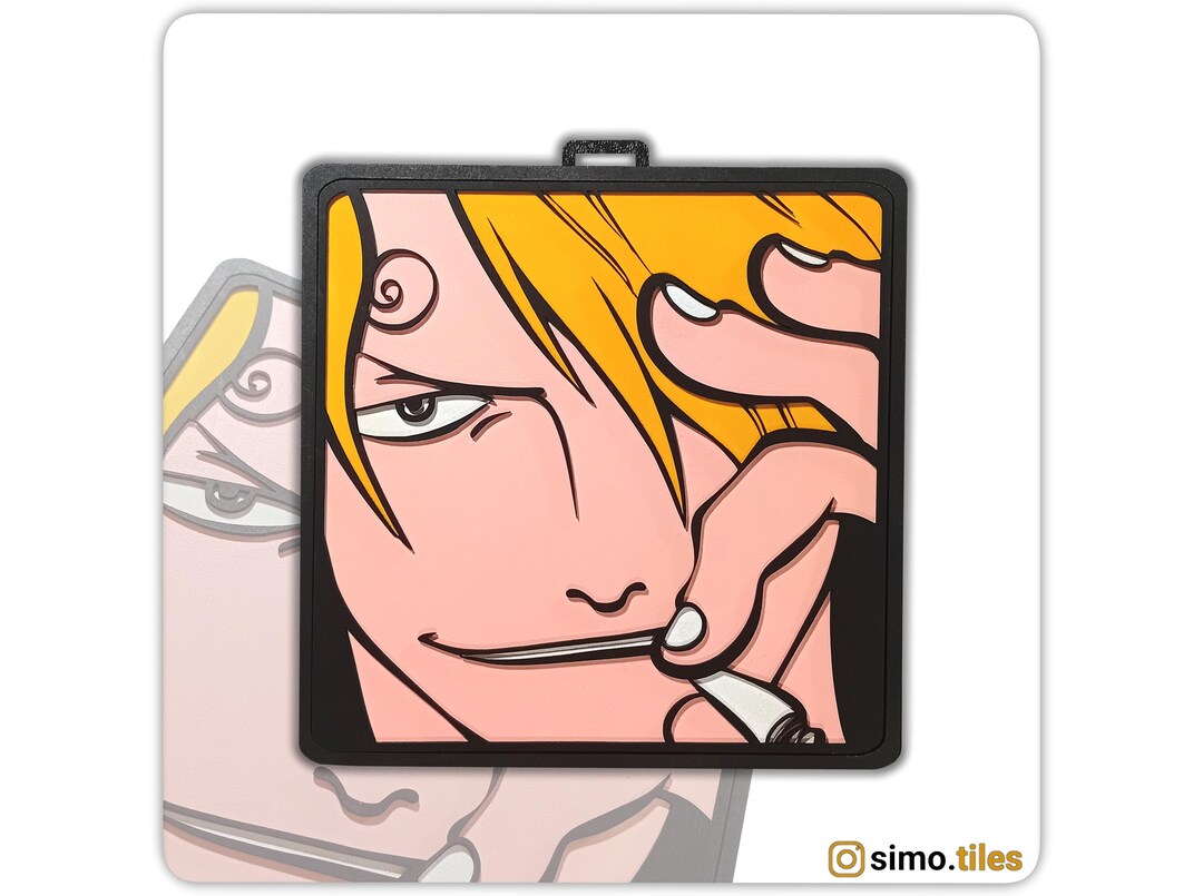 One Piece Sanji Face Wooden Frame - Table Stand With Iconic Phrase on ...