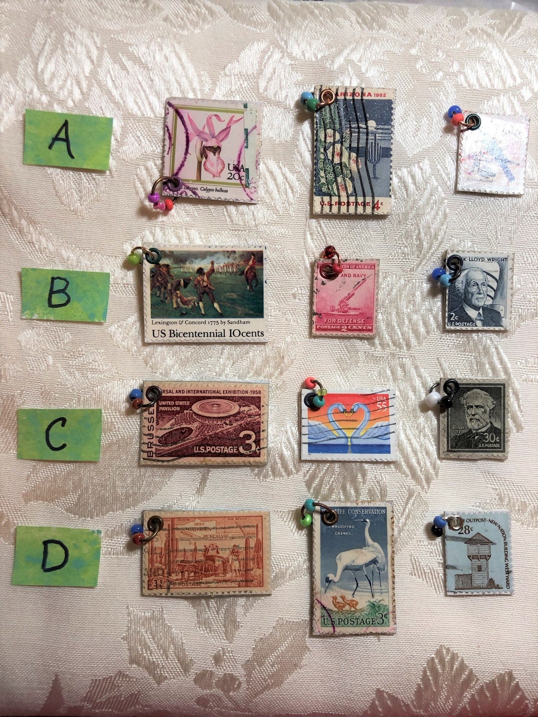 3-pack Vintage Postage Stamp Charms With Jump Ring Attachment and ...