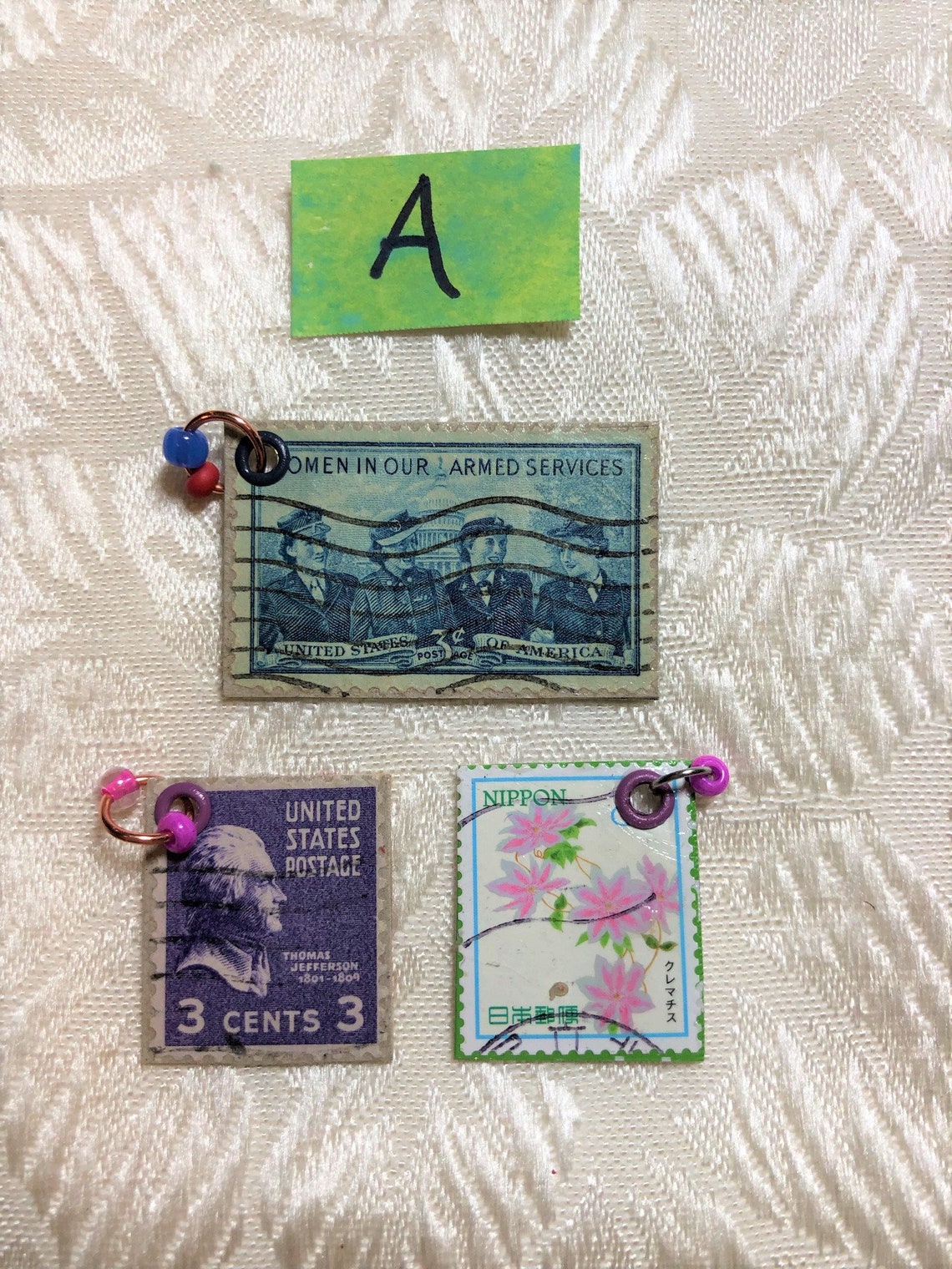 3-pack Vintage Postage Stamp Charms With Jump Ring Attachment and ...