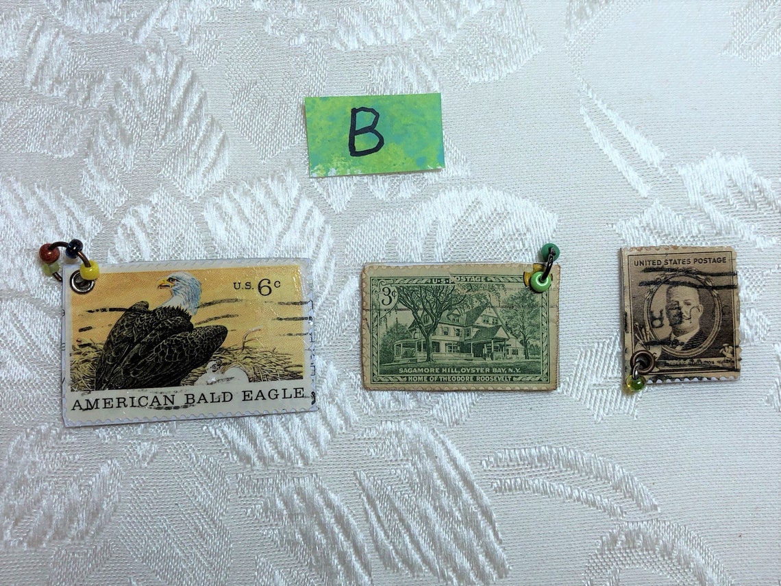 3-pack Vintage Postage Stamp Charms With Jump Ring Attachment and ...