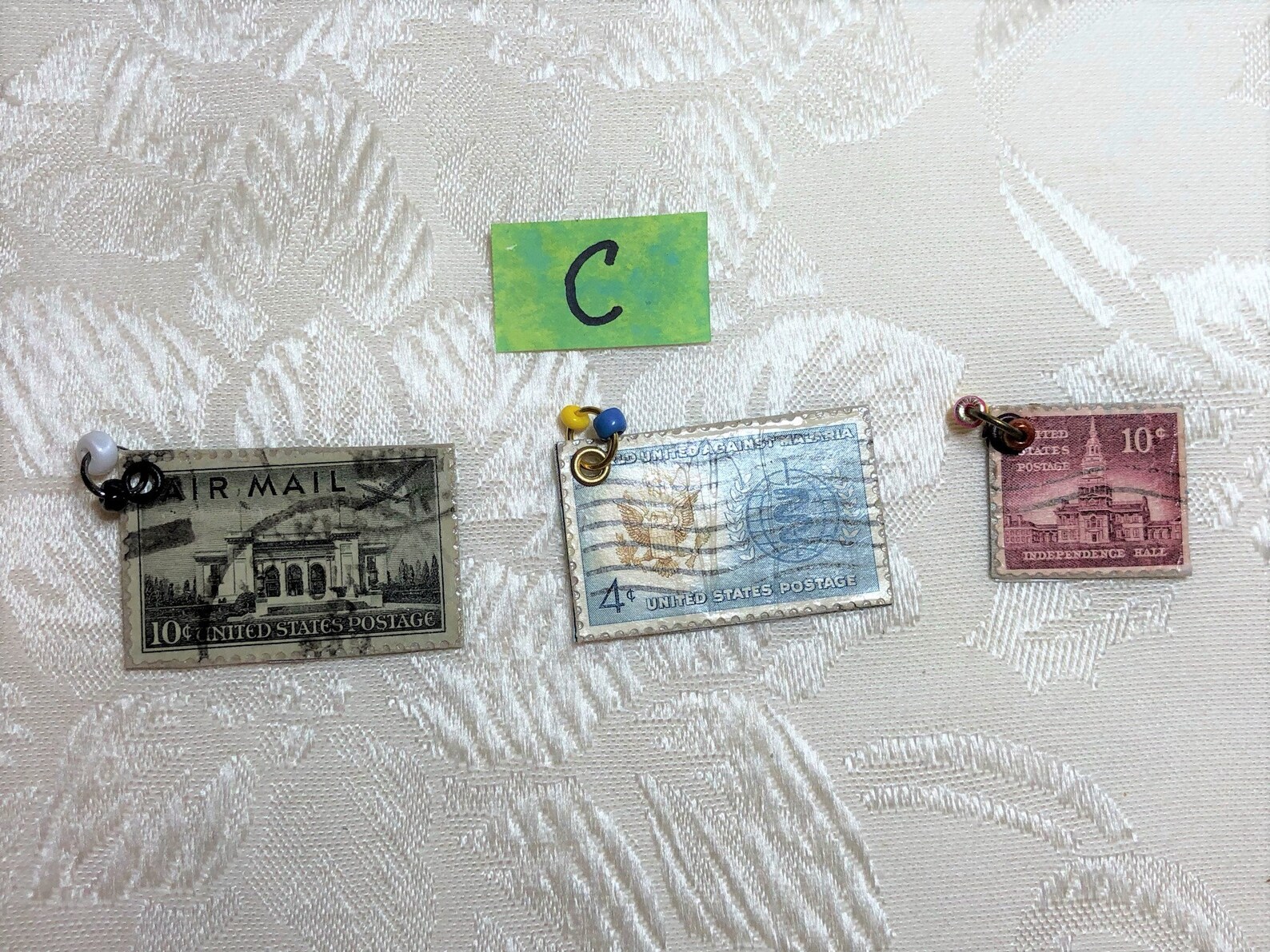 3-pack Vintage Postage Stamp Charms With Jump Ring Attachment and ...