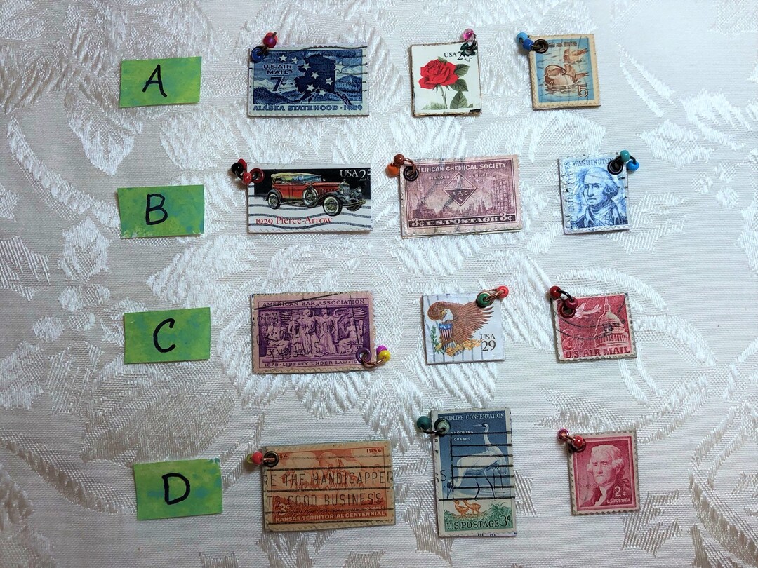 3-pack Vintage Postage Stamp Charms With Jump Ring Attachment and ...