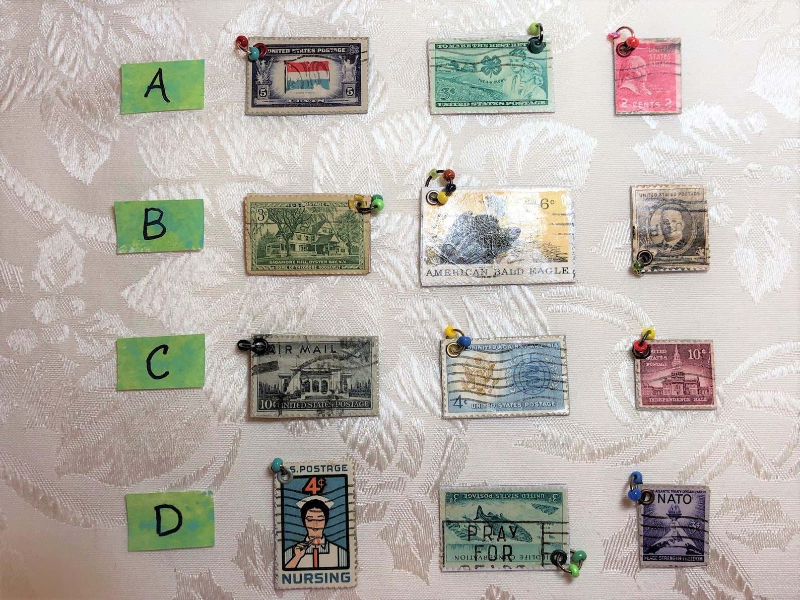 3-pack Vintage Postage Stamp Charms With Jump Ring Attachment and ...