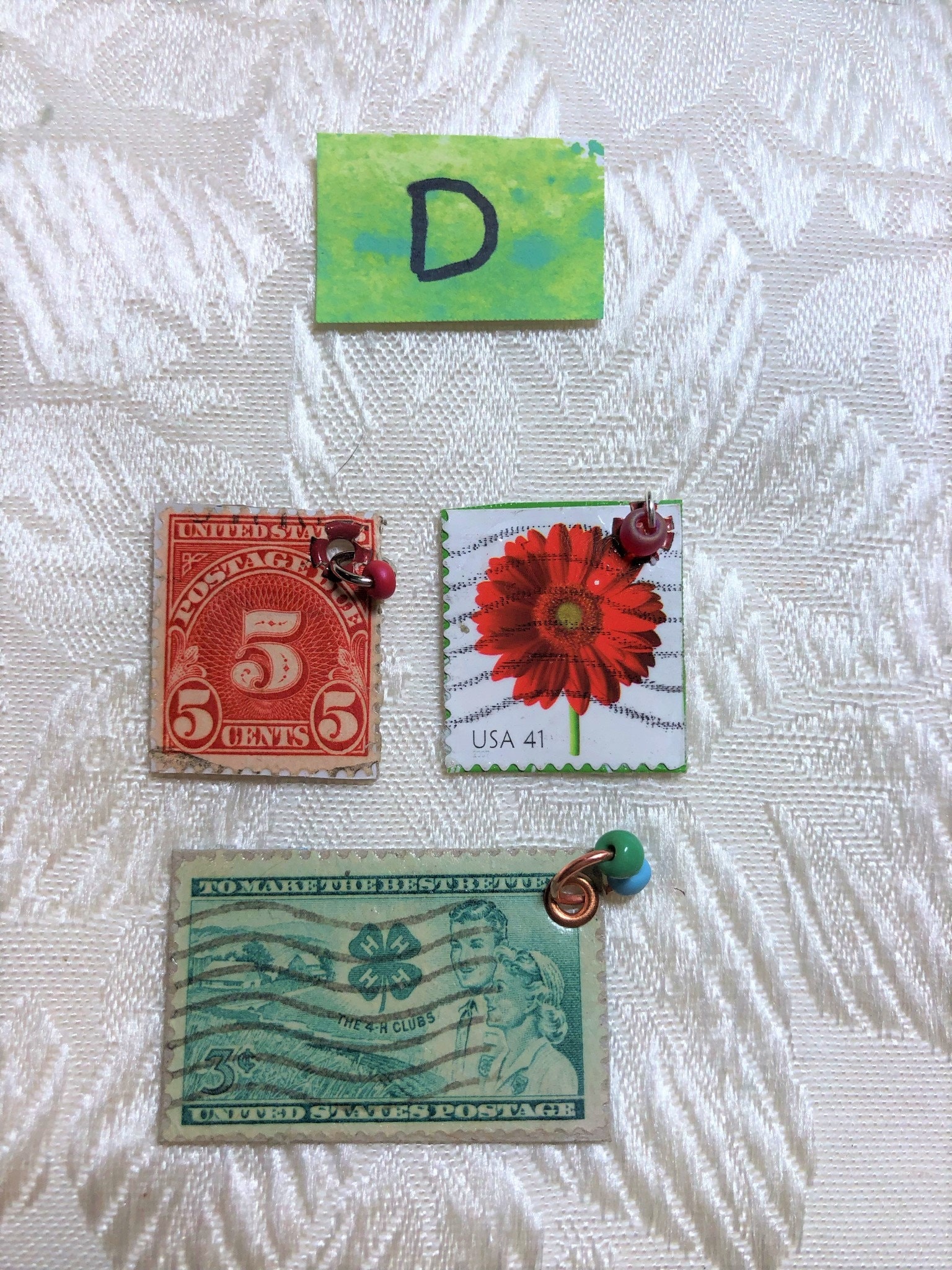 3-pack Vintage Postage Stamp Charms With Jump Ring Attachment and ...