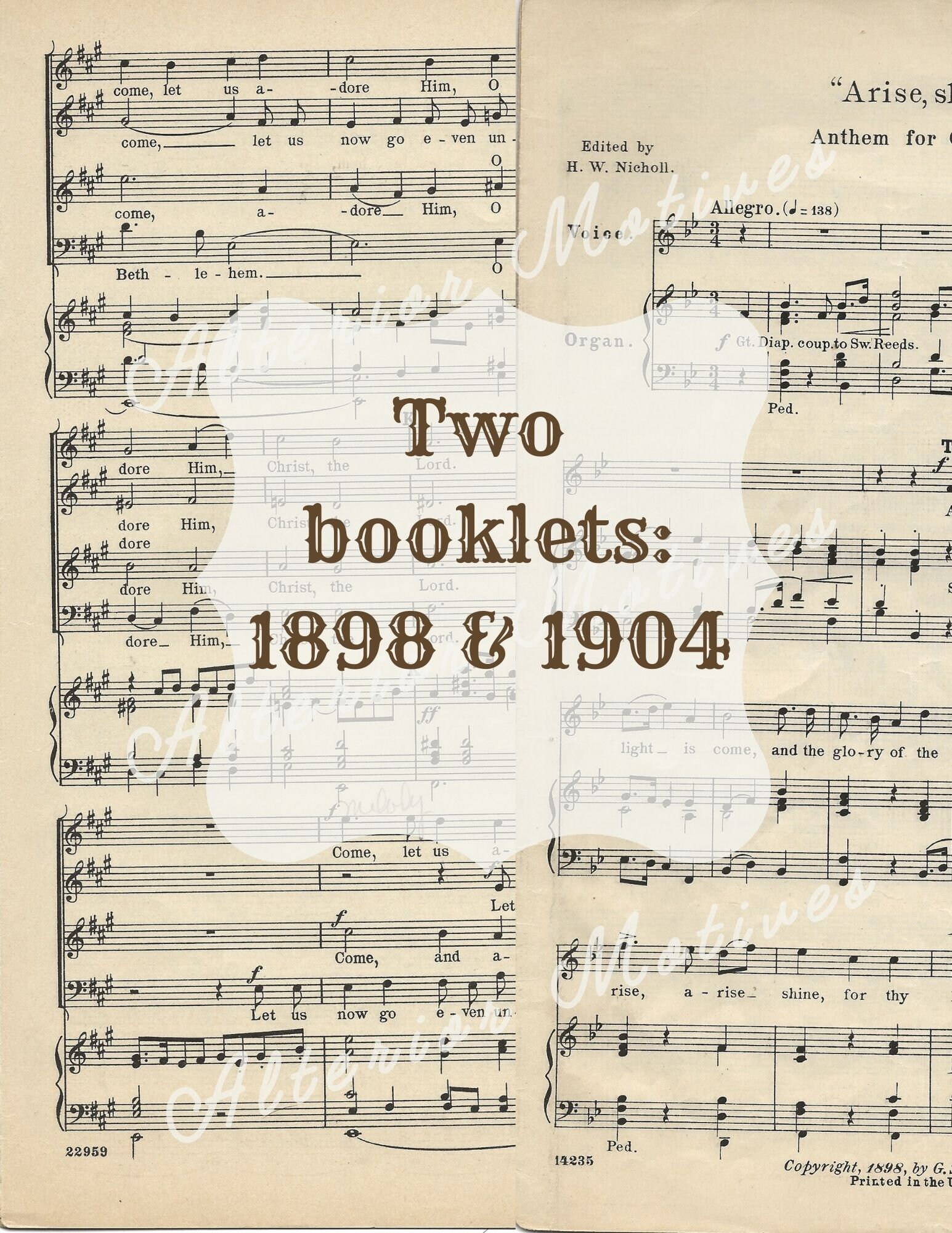 Printable Antique Christmas Choir Music, 4 Files for a Total of 20 ...
