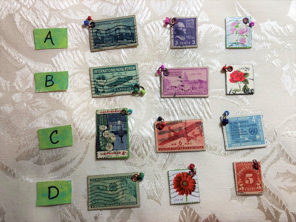3-pack Vintage Postage Stamp Charms With Jump Ring Attachment and ...