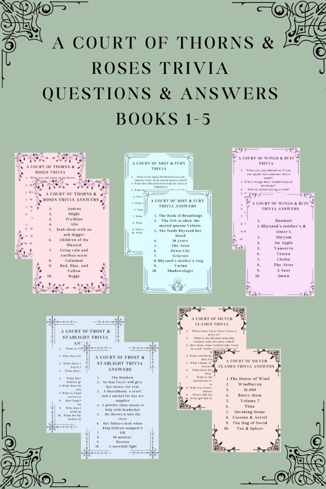 A Court of Thornes and Roses Series Trivia - Etsy