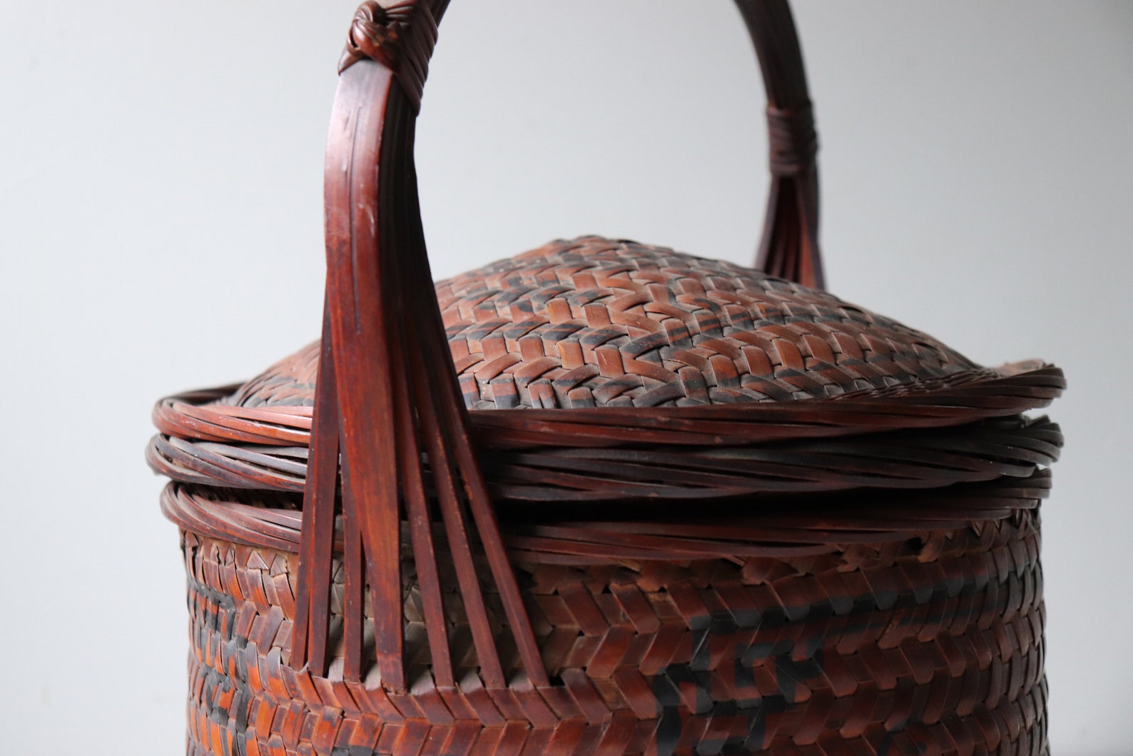 Antique Chinese Woven Bamboo Basket Lidded Asian Wedding | Etsy