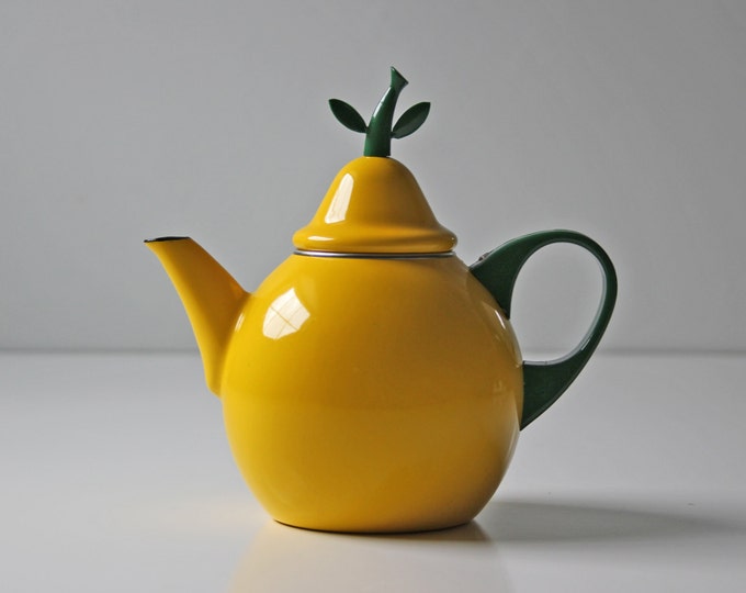 Petite Lemon Enamel Tea Kettle Cute Storage or Display - Etsy