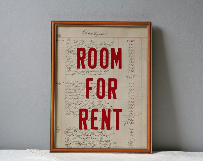 Vintage Sign Framed - Room for Rent - Etsy