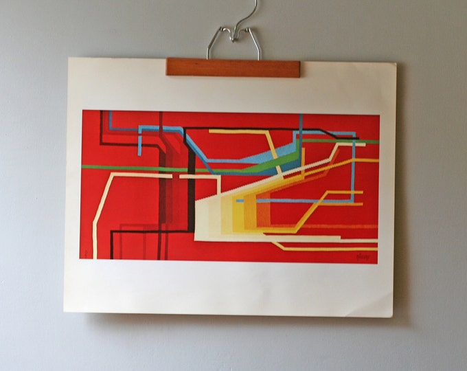 Vintage Modern Abstract Lithograph No.9 - Etsy