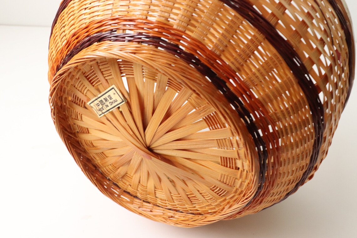 Woven Bamboo Chinese Basket With Handle Fruit Herb Gathering - Etsy