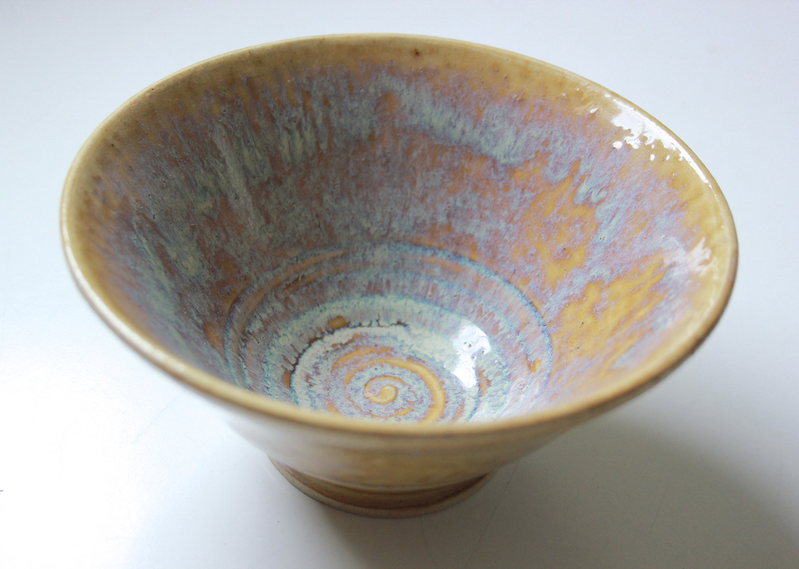 Tan Studio Pottery Bowl Swirl Pottery Glazed Bowl Dining and - Etsy