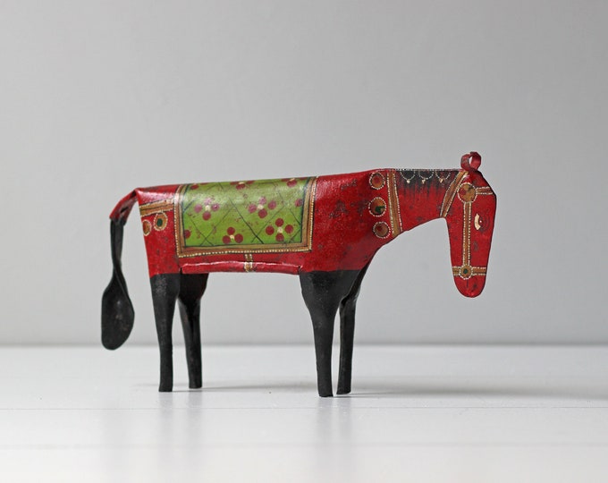 Red Tin Metal Donkey Figure, Colorful Animal Home Accent - Etsy
